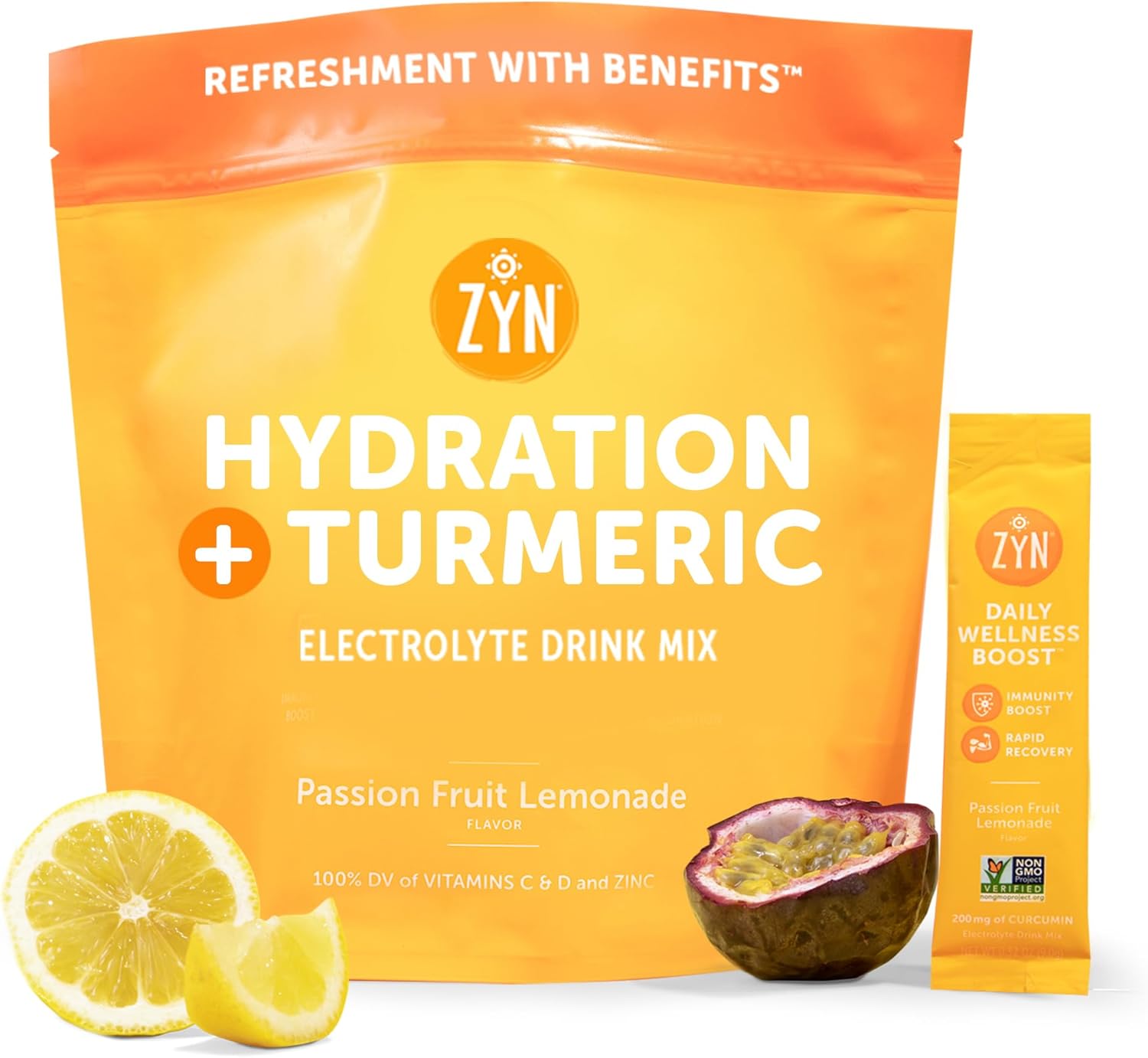 ZYN Electrolyte Drink Mix Hydration Packets - Passion Fruit Lemonade F ...