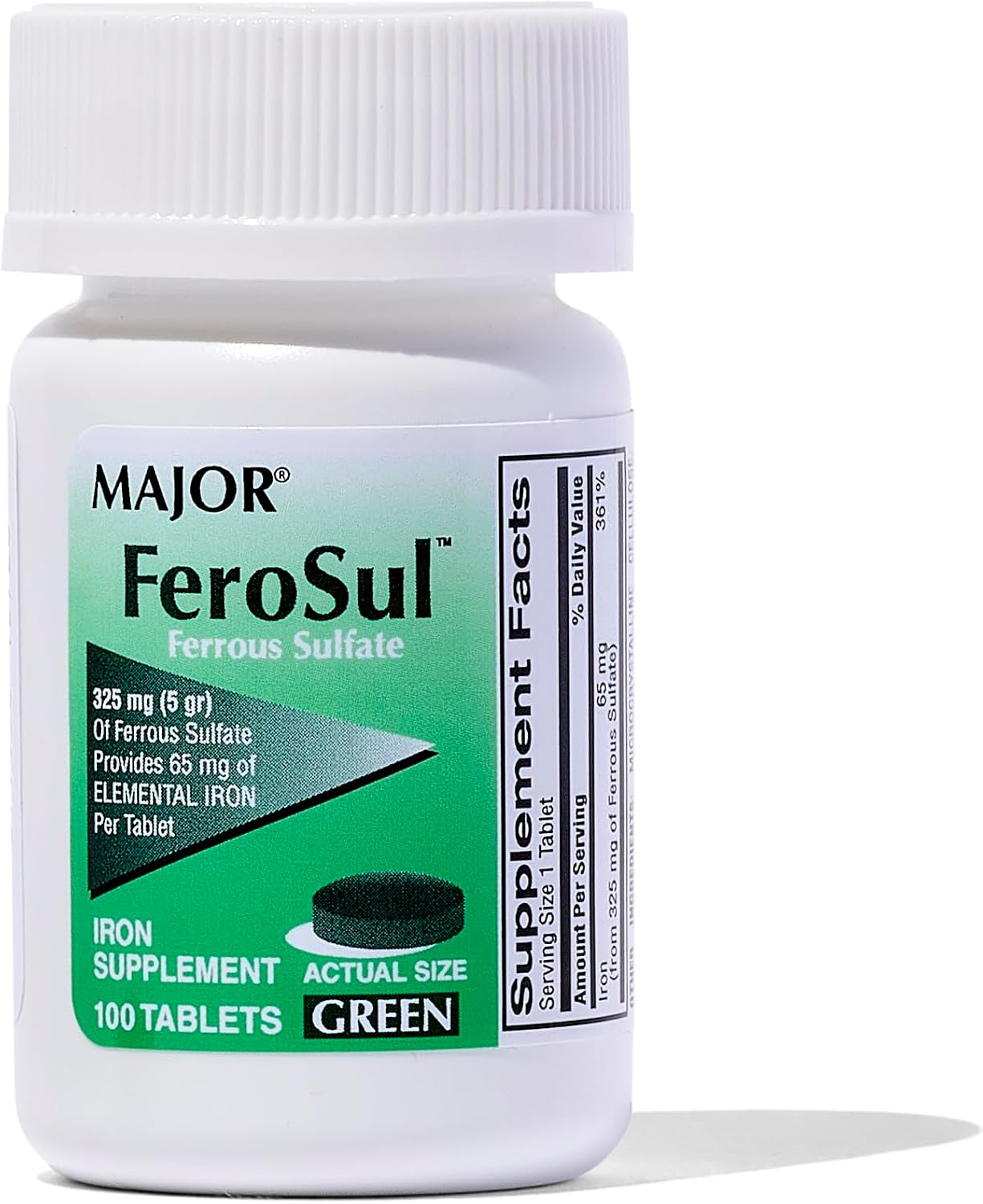 Ferosul Ferrous Sulfate 325mg Tablets - Iron Supplement - 100 Tablets ...