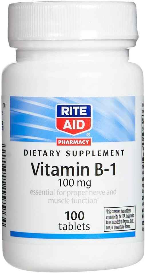 Rite Aid Vitamin B-1 (Thiamine), 100 mg - 100 Tablets | Essential for ...